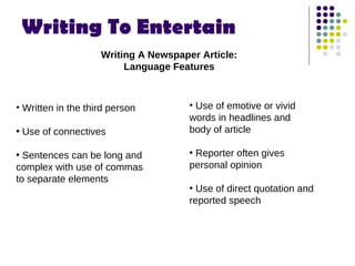 Writing To Entertain | PPT