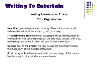 Writing To Entertain | PPT