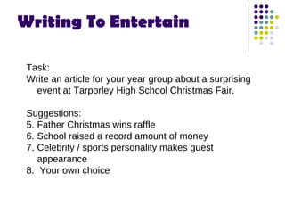 Writing To Entertain | PPT