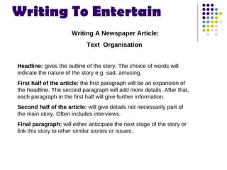 Writing To Entertain | PPT