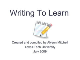 Writing to learn power point | PPT