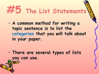 Writing topic sentences | PPT
