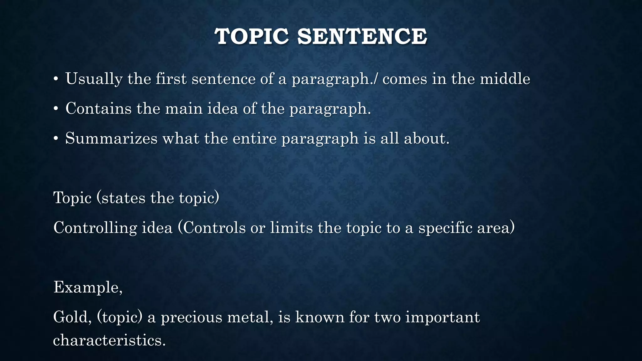 Writing Topic Sentences | PPTX