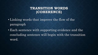 Writing Topic Sentences | PPTX