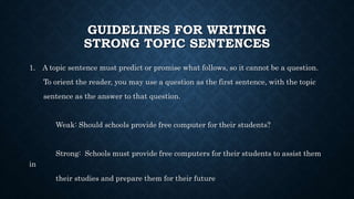 Writing Topic Sentences | PPTX