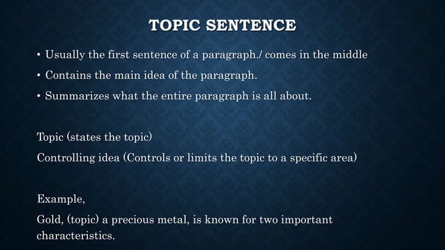 Writing Topic Sentences | PPTX