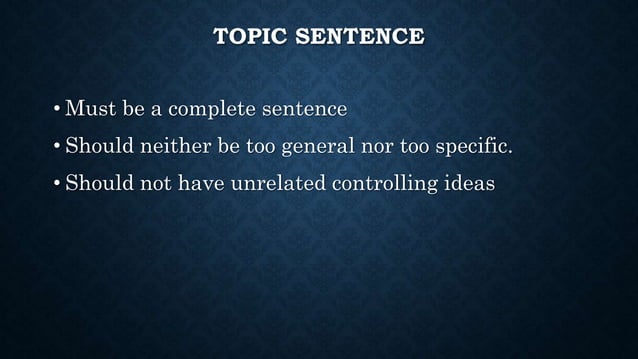 Writing Topic Sentences | PPTX
