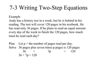 Writing two step equations | PPT