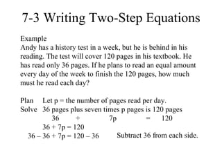 Writing two step equations | PPT