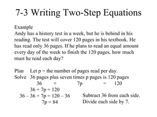 Writing two step equations | PPT