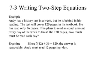 Writing two step equations | PPT