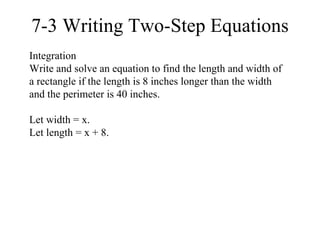 Writing two step equations | PPT