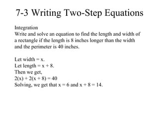 Writing two step equations | PPT