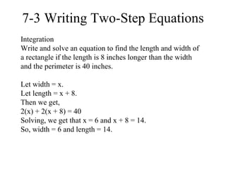 Writing two step equations | PPT