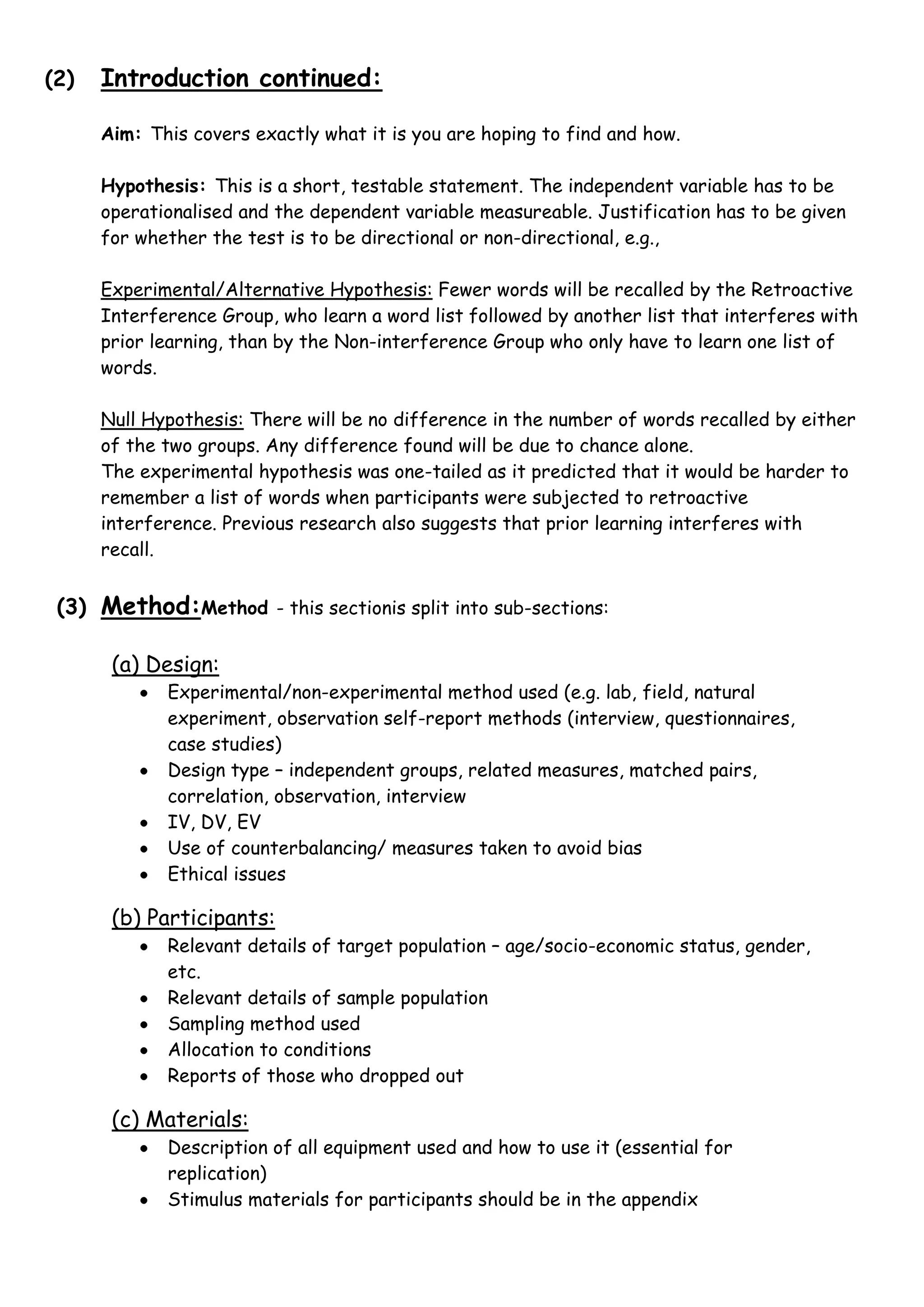 Writing up psychological investigations | DOCX | Educational Assessment ...