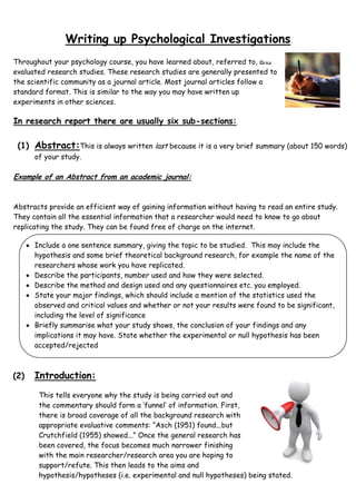 Writing up psychological investigations | DOCX