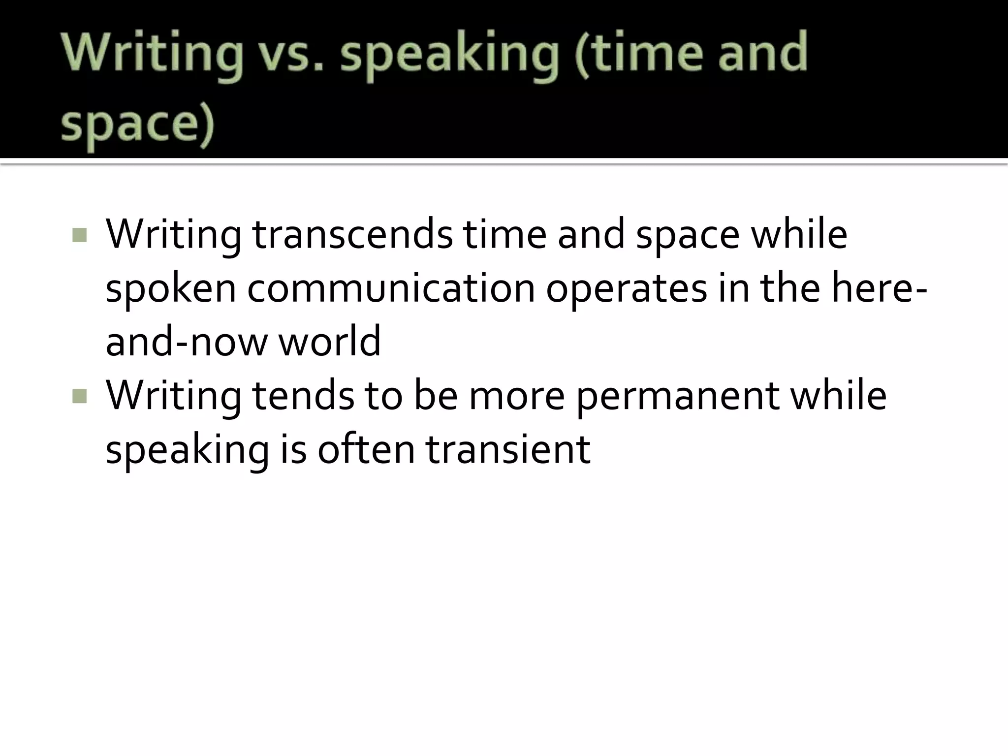 Writing versus speaking | PPSX