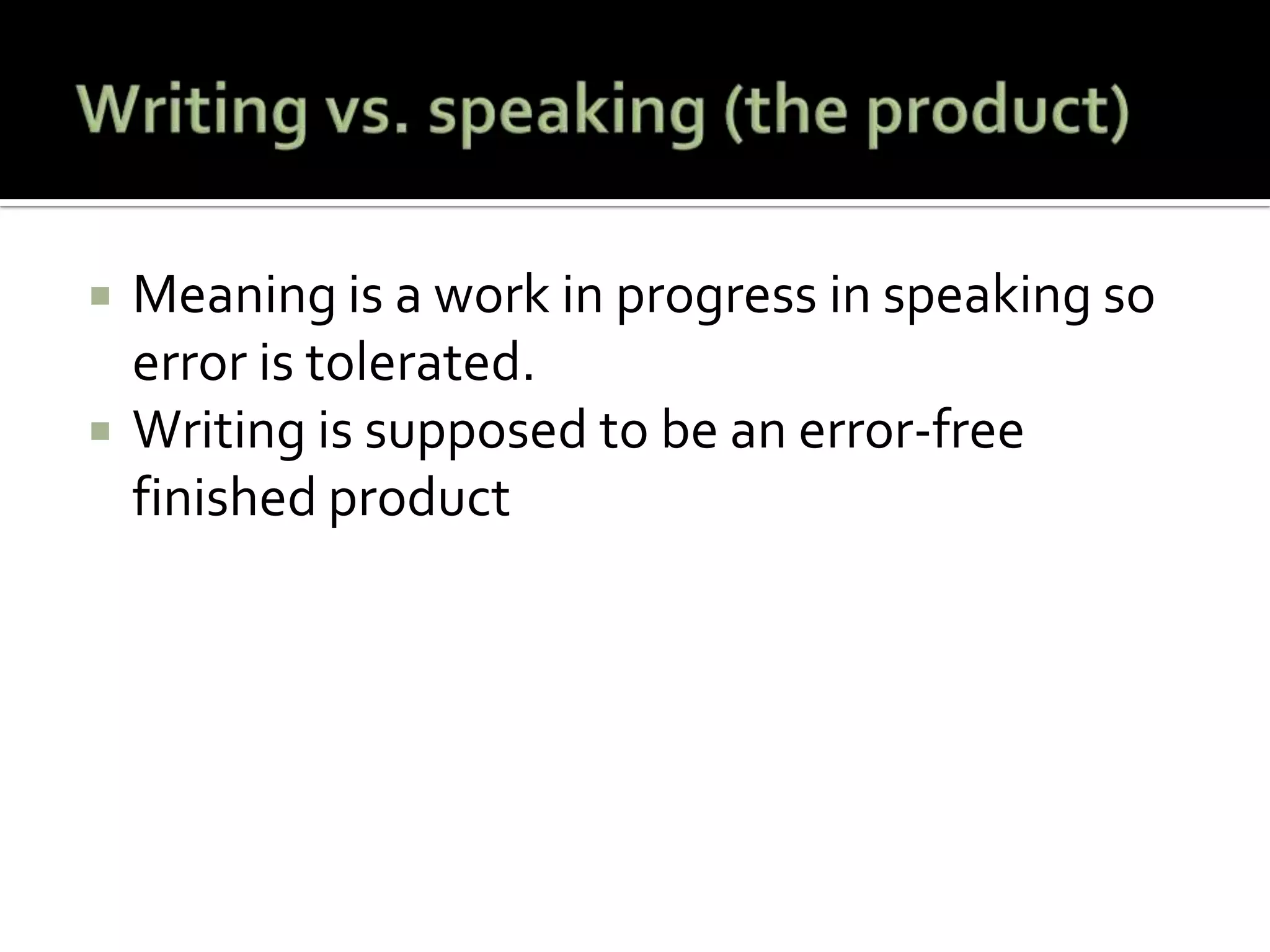 Writing versus speaking | PPSX