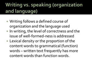 Writing versus speaking | PPT