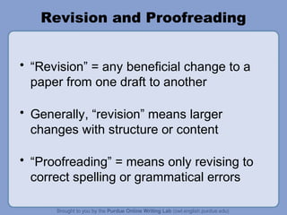 Writing Process Slideshow from OWL used in class | PPT