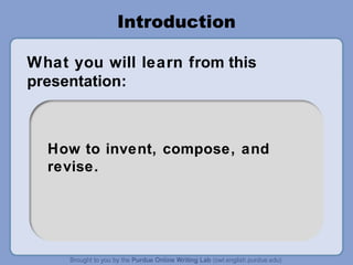 Writing Process Slideshow from OWL used in class | PPT