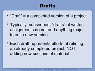 Writing Process Slideshow from OWL used in class | PPT