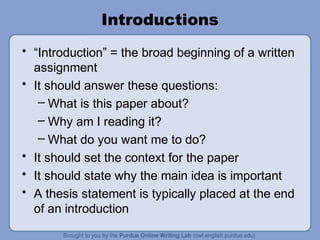 Writing Process Slideshow from OWL used in class | PPT