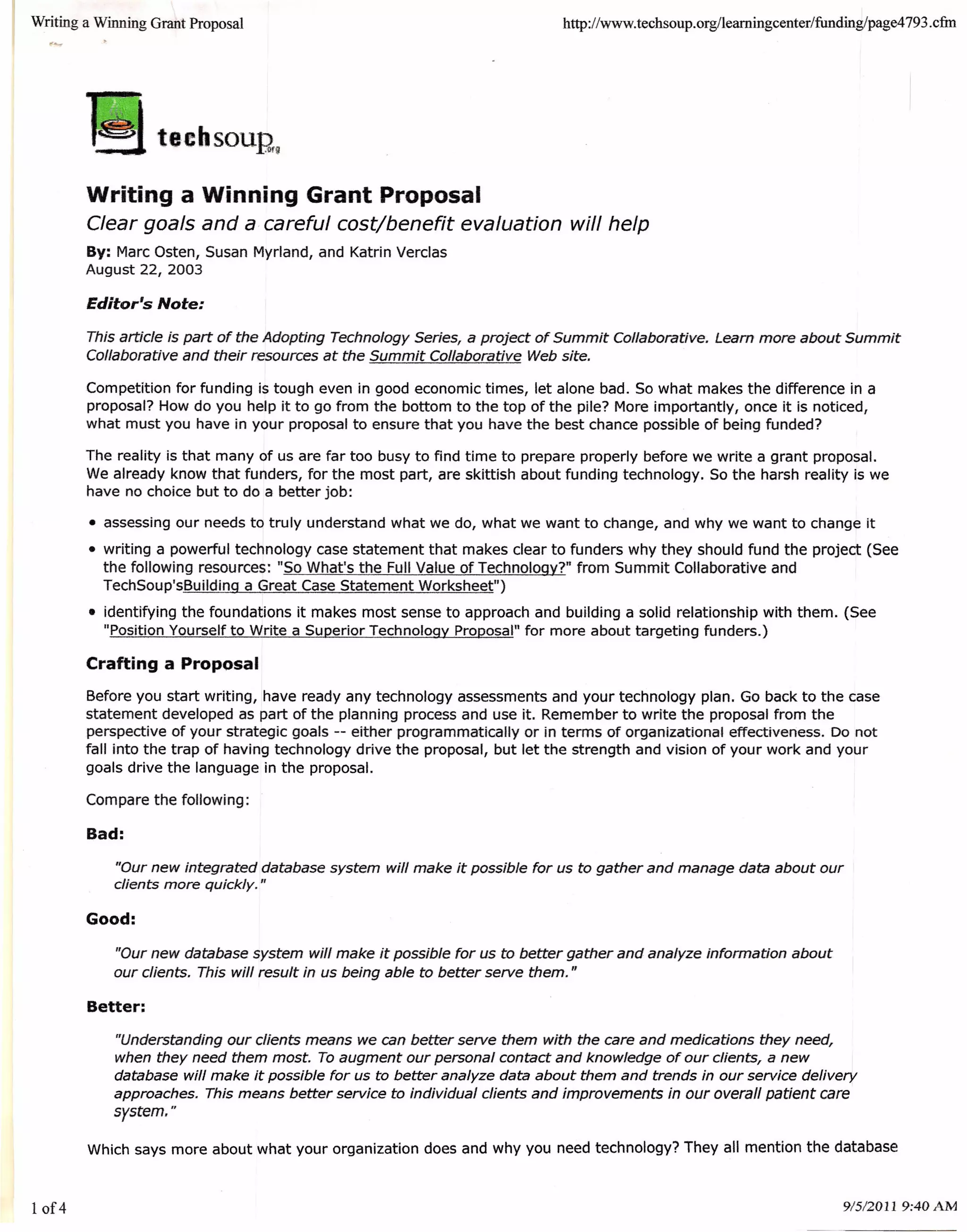 Writing winning grant proposals | PDF