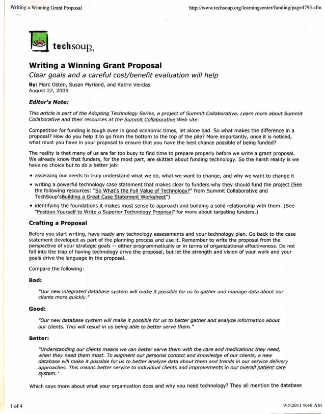 Writing winning grant proposals | PDF