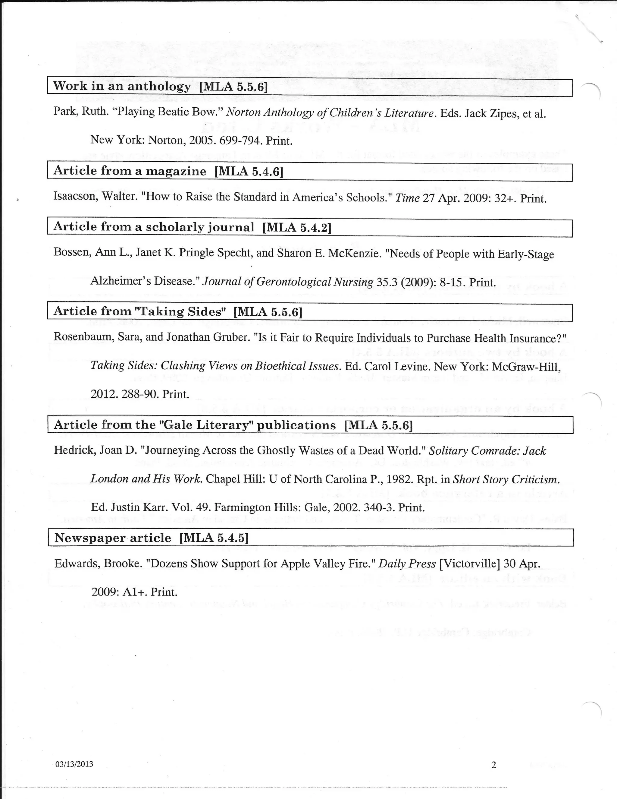 Writing workshop handout | PDF
