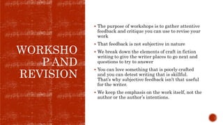Practice Writing Workshop | PPTX | Screenwriting | Content Production