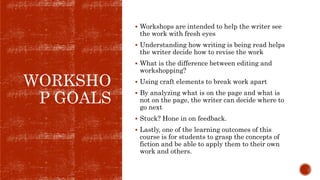 Practice Writing Workshop | PPTX | Screenwriting | Content Production