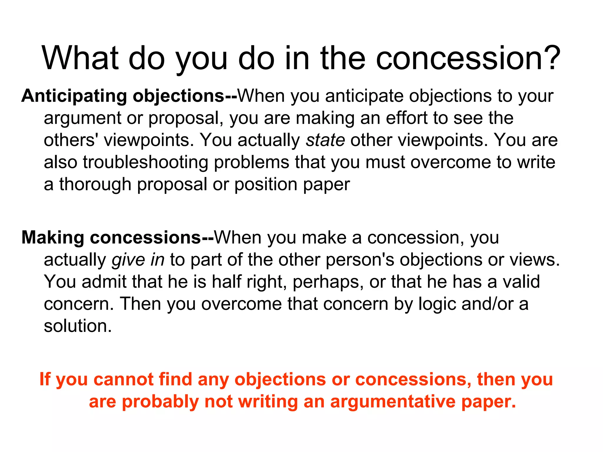 Writing your concession | PPT