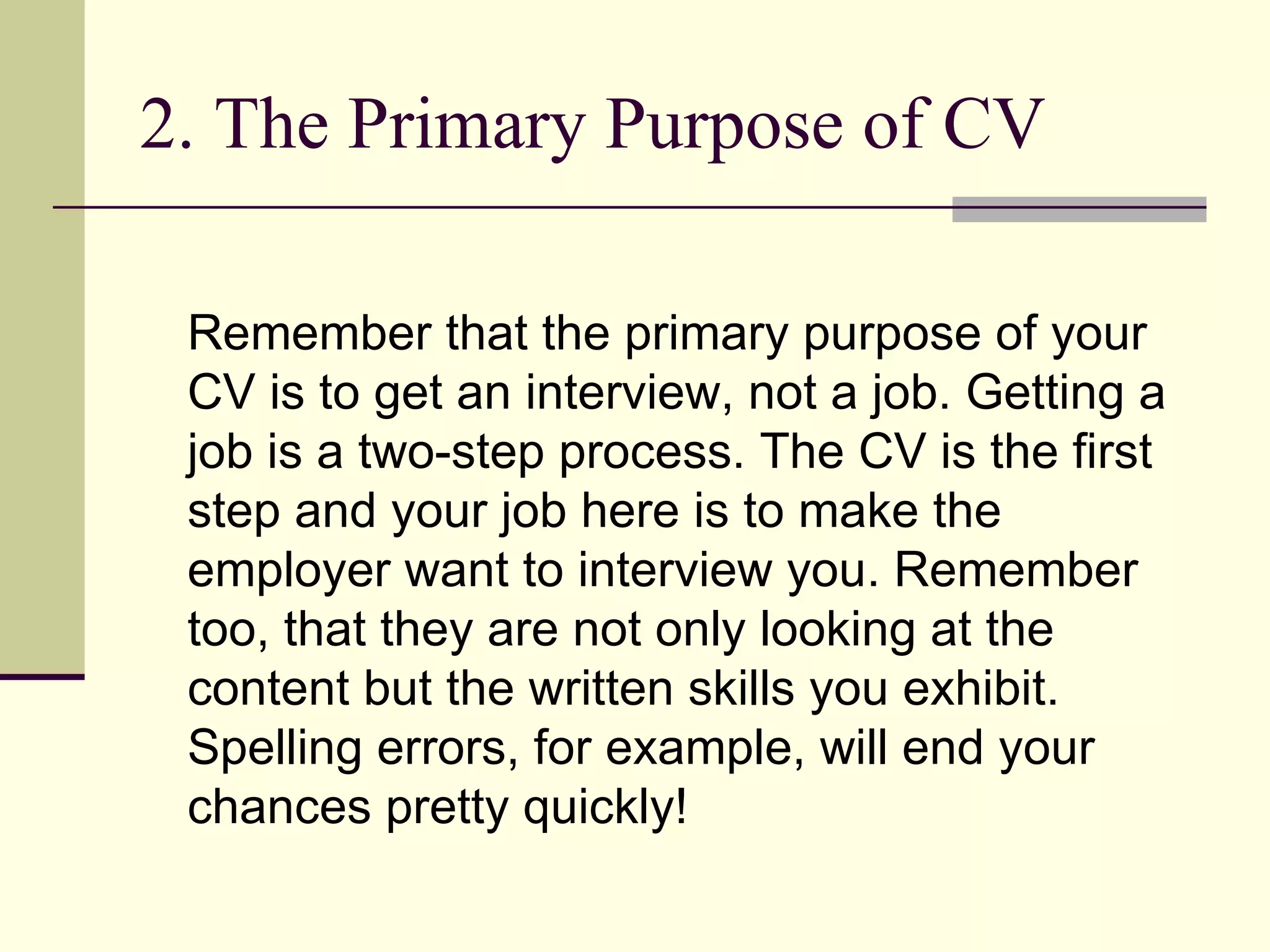 Writing your Curriculum Vitae | PPT
