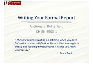 Writing Your Formal Report | PPT