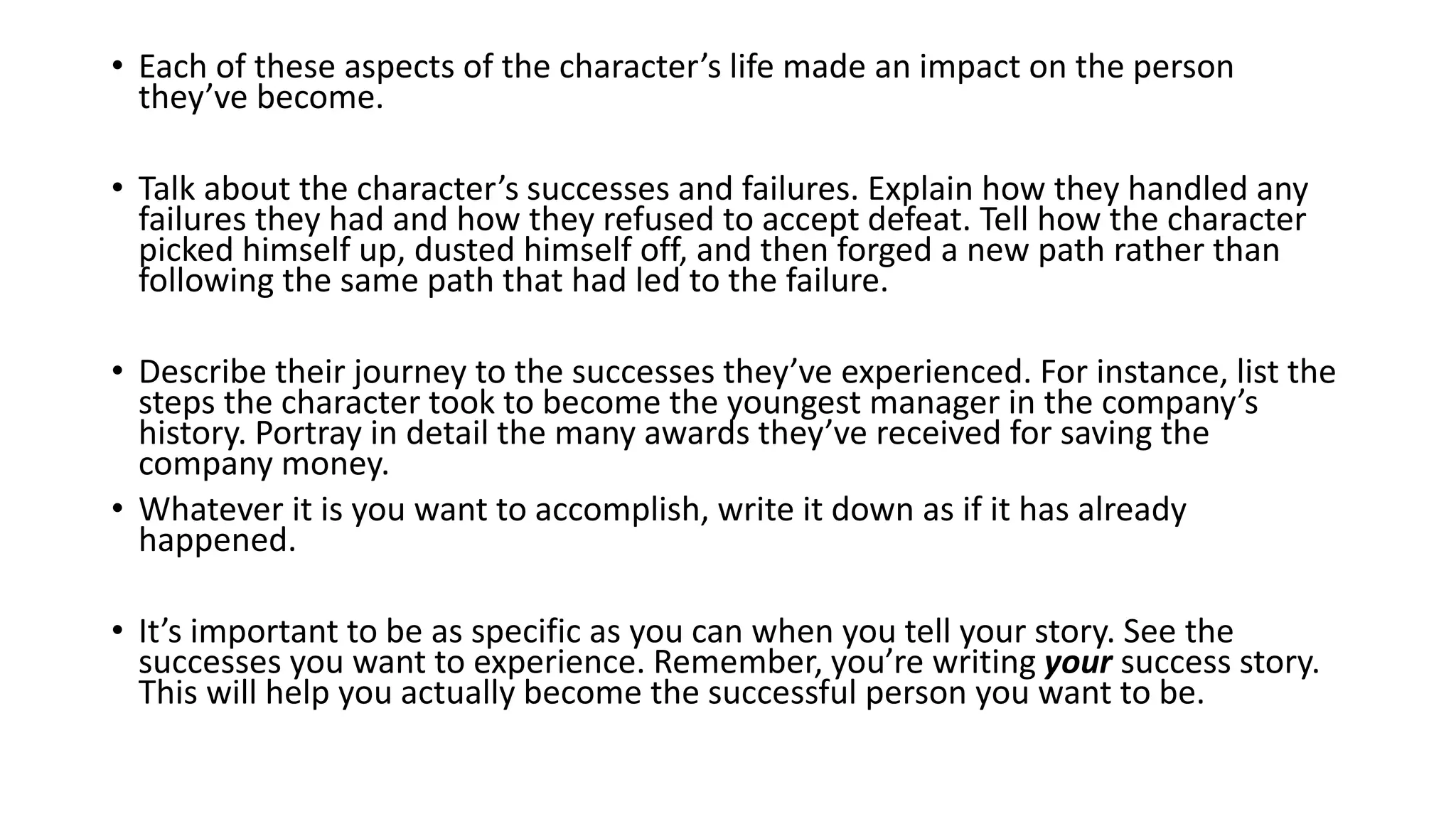 Writing Your Own Success Story Part 2 Ppt