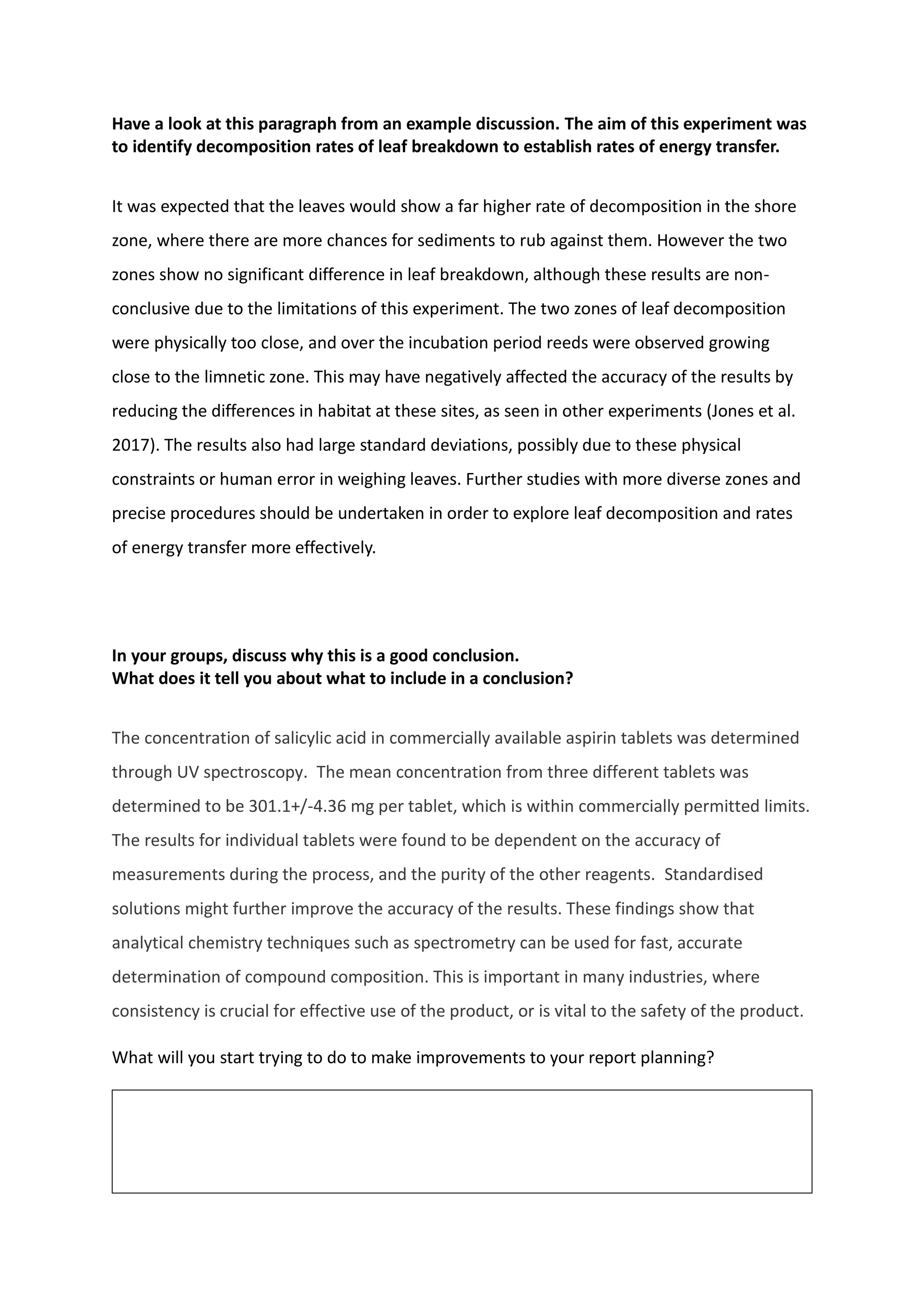 Writing your reports worksheet | PDF
