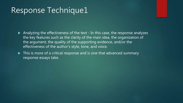 Writing your response for a Summary Response Essay | PPTX