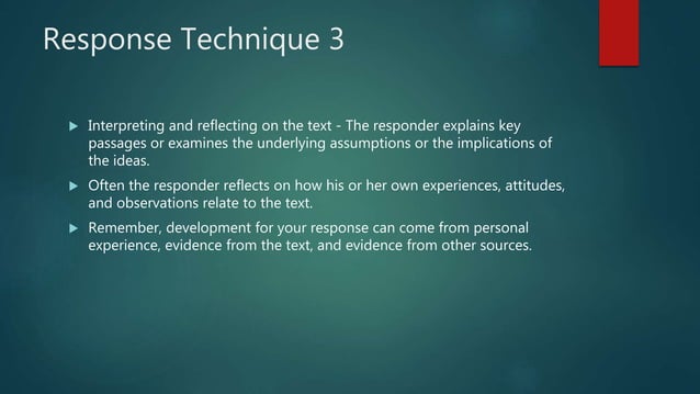 Writing your response for a Summary Response Essay | PPTX