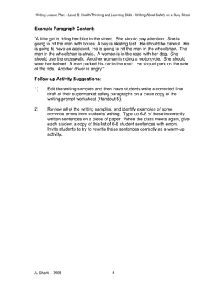 Writngb streetsafety j (writing acivities) | PDF | Homework and Study ...