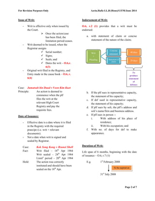 Writ of Summons - For Revision Purposes Only | PDF