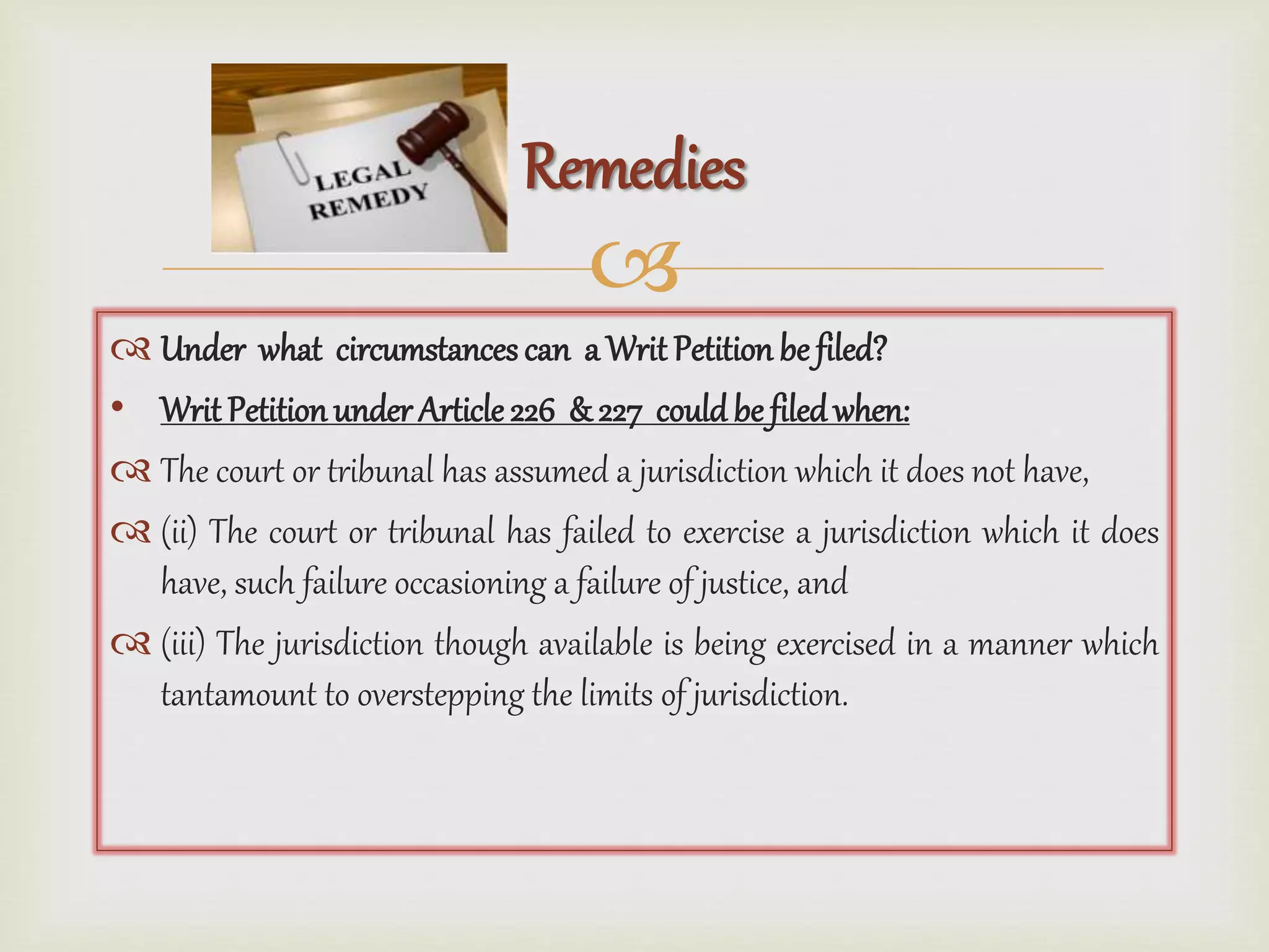 Writ petitions revised | PPTX