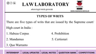 Writs in Constitution of India | PPTX