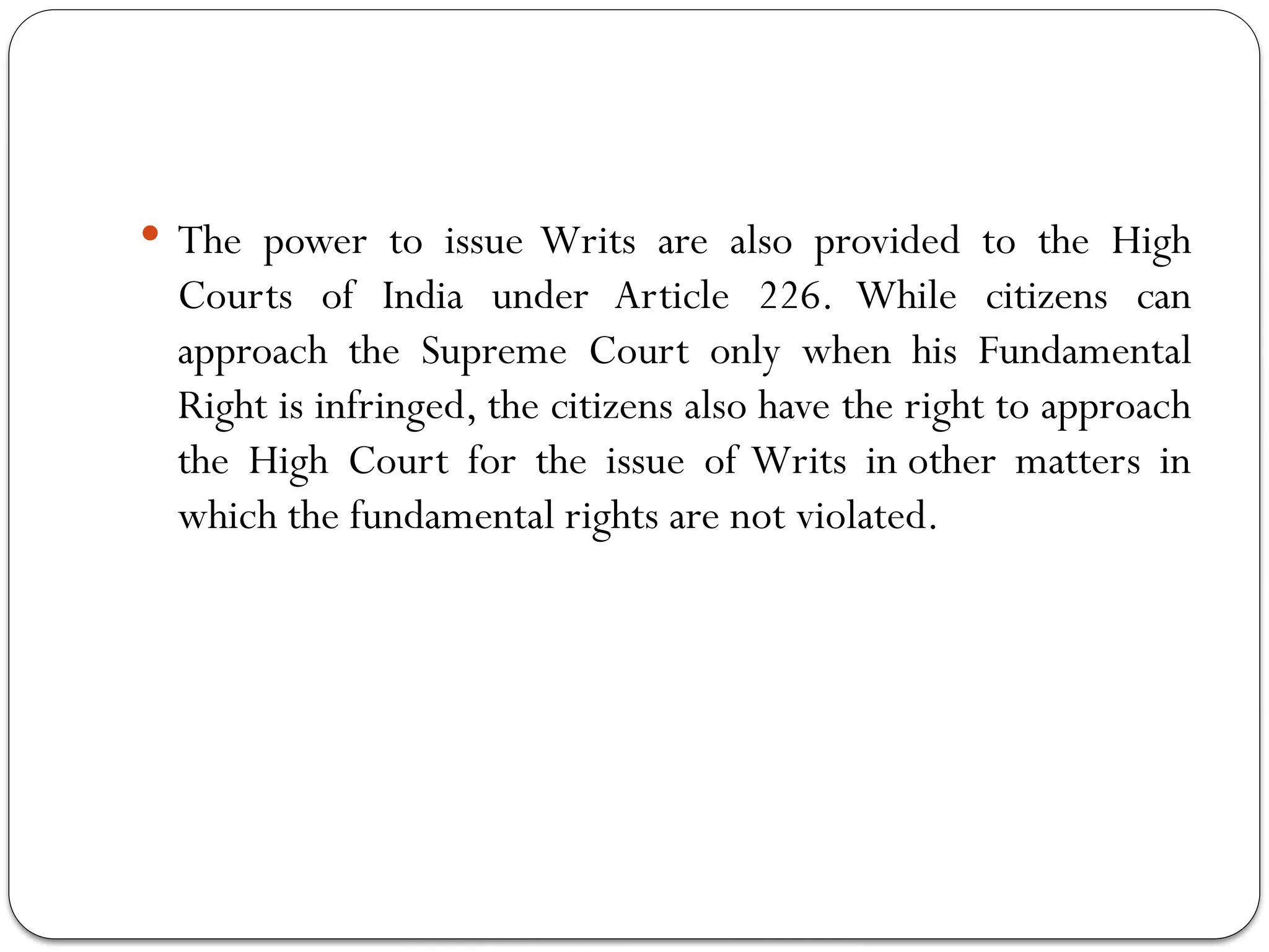 Writts given under the Indian Constitution | PPT | Free Download