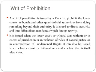 Writts given under the Indian Constitution | PPT