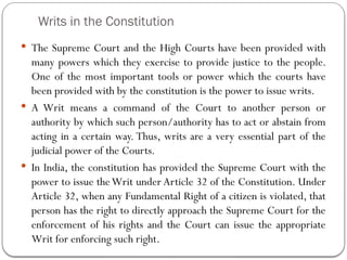 Writts given under the Indian Constitution | PPT
