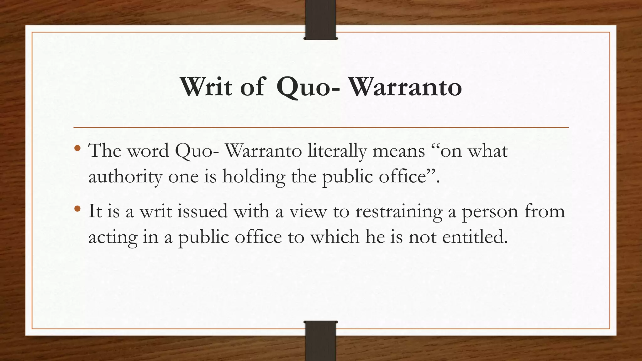 Writs under Indian constitution | PPTX