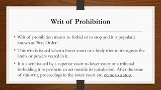Writs under Indian constitution | PPTX