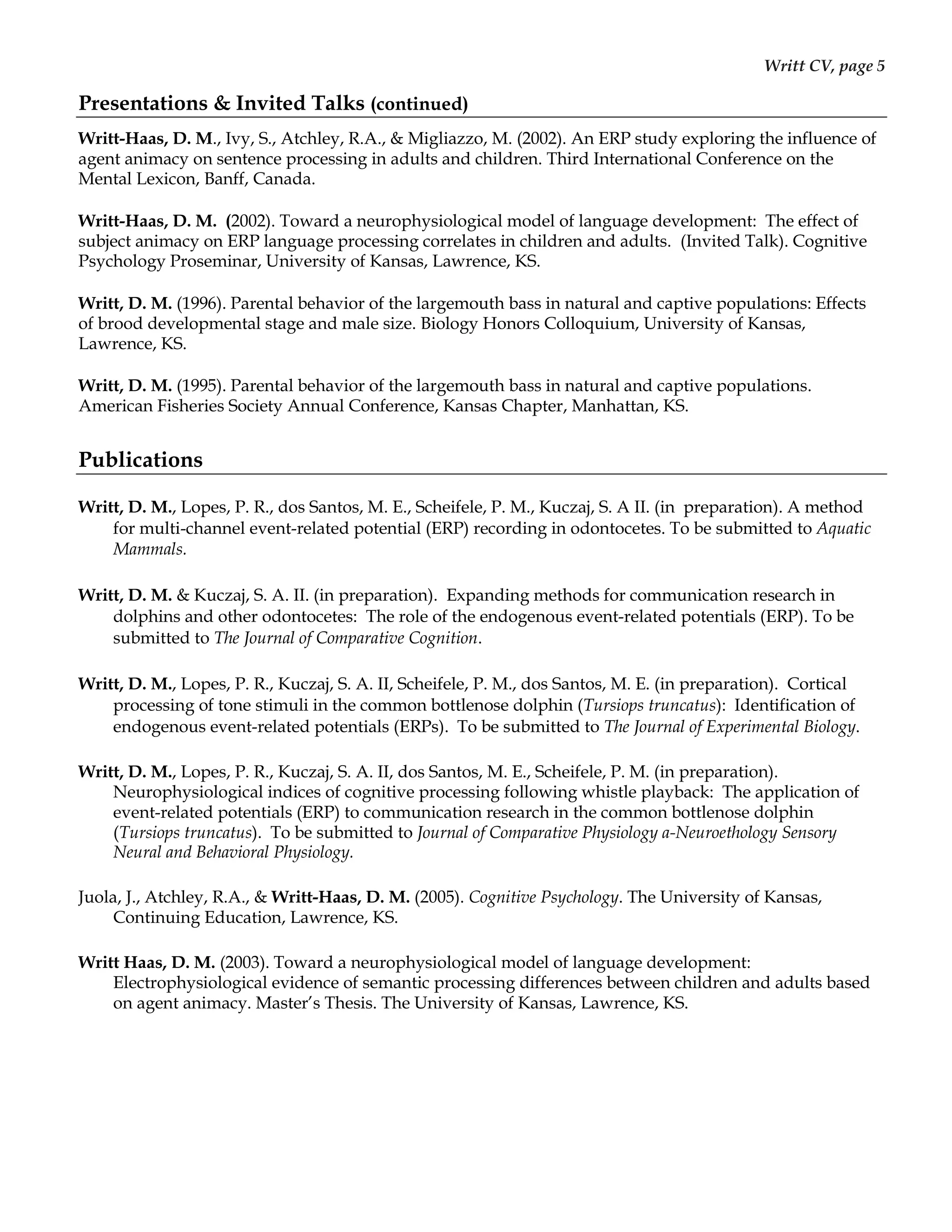 Writt curriculum vitae_2011 | PDF
