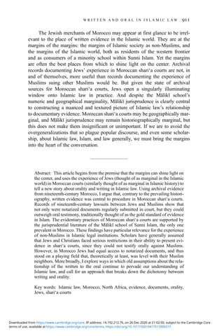 WRITTEN AND ORAL IN ISLAMIC LAW - DOCUMENTARY EVIDENCE AND NON-MUSLIMS ...